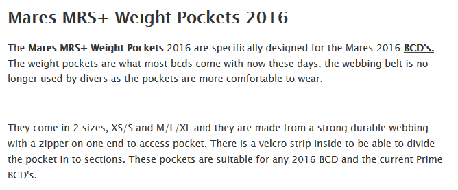 Mares MRS+ Weight Pockets 2016 | Sporty's Warehouse