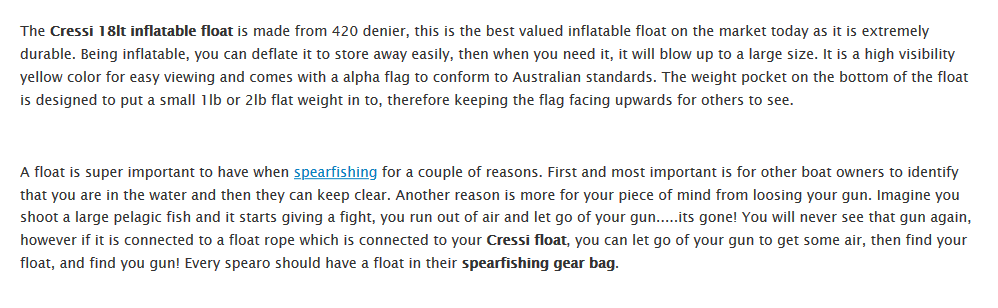 Cressi Inflatable Float 18lt | Sporty's Warehouse